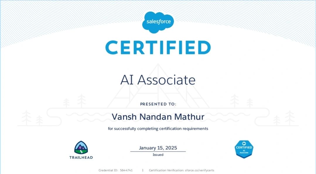 #salesforce #ai #certification #learningjourney #careergrowth | Vansh ... #salesforce #ai #certification #learningjourney #careergrowth | Vansh ...