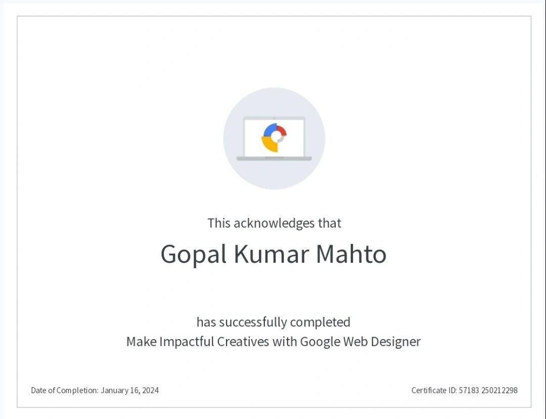 Completed web designing course with Google | Gopal Kumar Mahto posted ... Completed web designing course with Google | Gopal Kumar Mahto posted ...