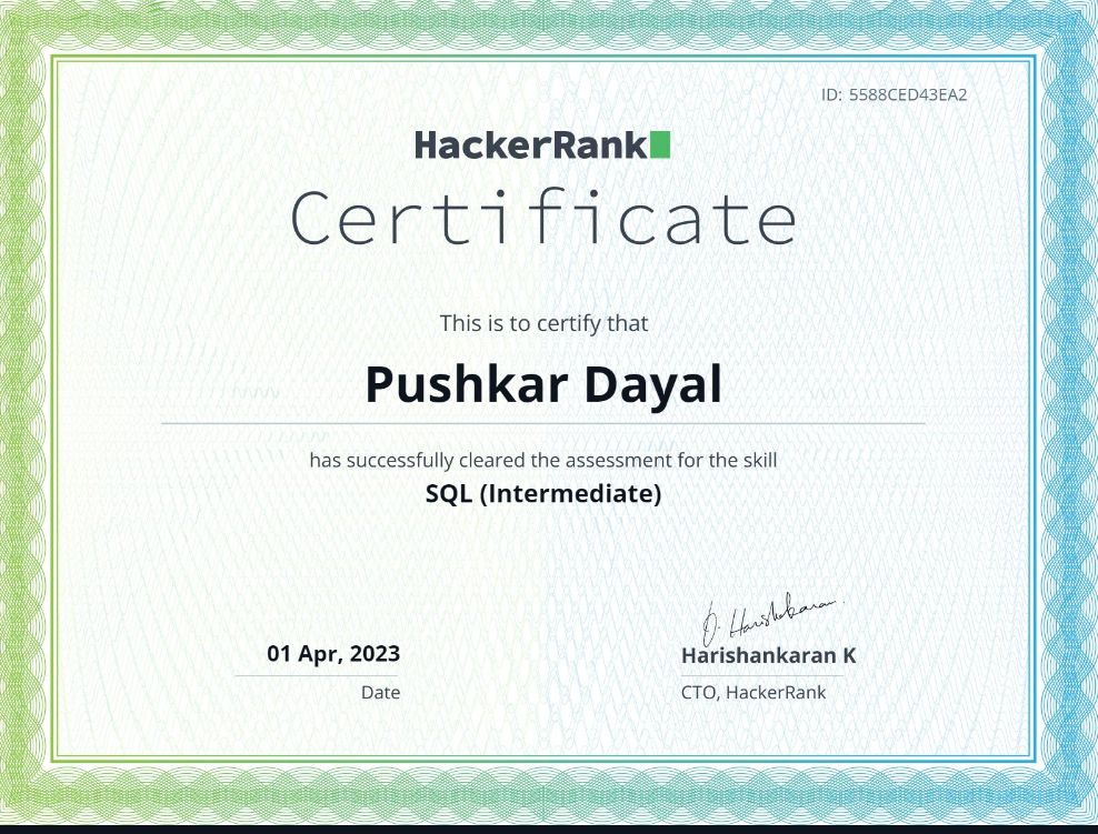 #experience #learning #hackerrank | Pushkar Dayal #experience #learning #hackerrank | Pushkar Dayal