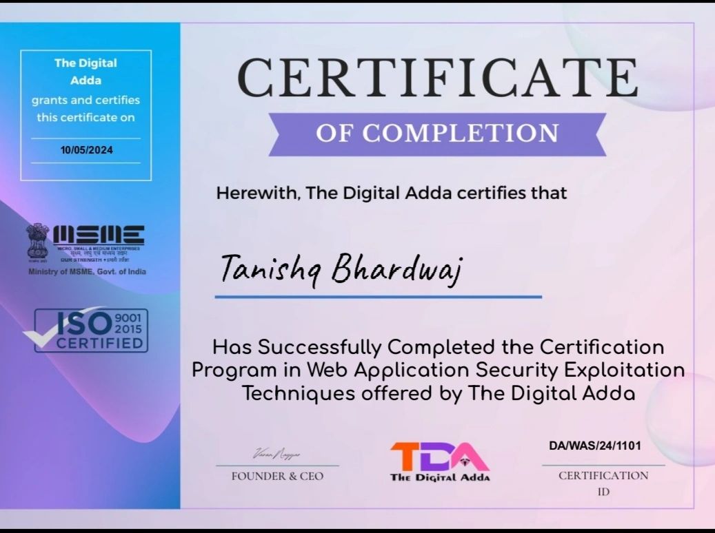 Tanishq Bhardwaj on LinkedIn: #websecurity #cybersecurity #digitaladda ... Tanishq Bhardwaj on LinkedIn: #websecurity #cybersecurity #digitaladda ...