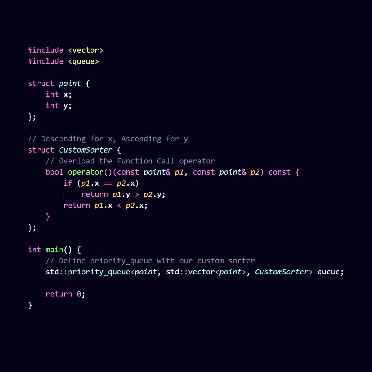 How to define sort criteria for std::priority_queue in C++ | Ramtin ... How to define sort criteria for std::priority_queue in C++ | Ramtin ...