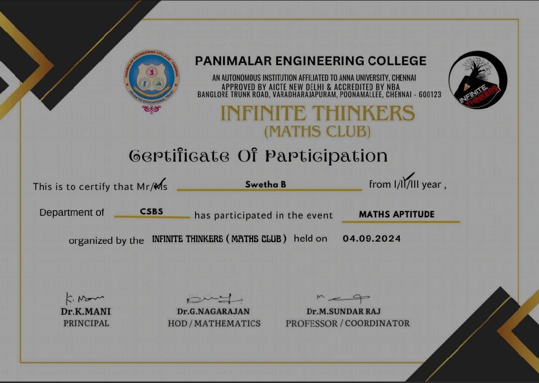 Swetha B on LinkedIn: certificate of participation Swetha B on LinkedIn: certificate of participation