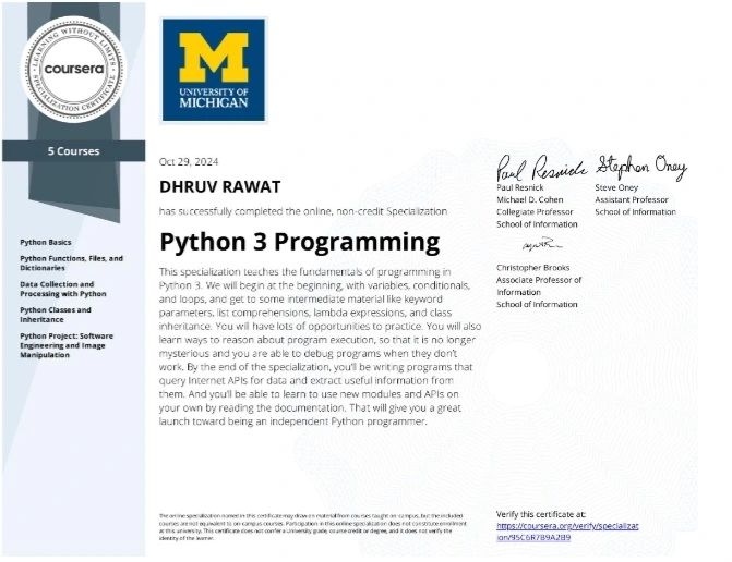 Dhruv Rawat on LinkedIn: #programming #python #courseera #projectmaking ... Dhruv Rawat on LinkedIn: #programming #python #courseera #projectmaking ...