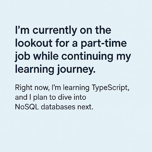 #parttimejob #frontenddevelopment #typescript #nosql #learninginpublic ... #parttimejob #frontenddevelopment #typescript #nosql #learninginpublic ...