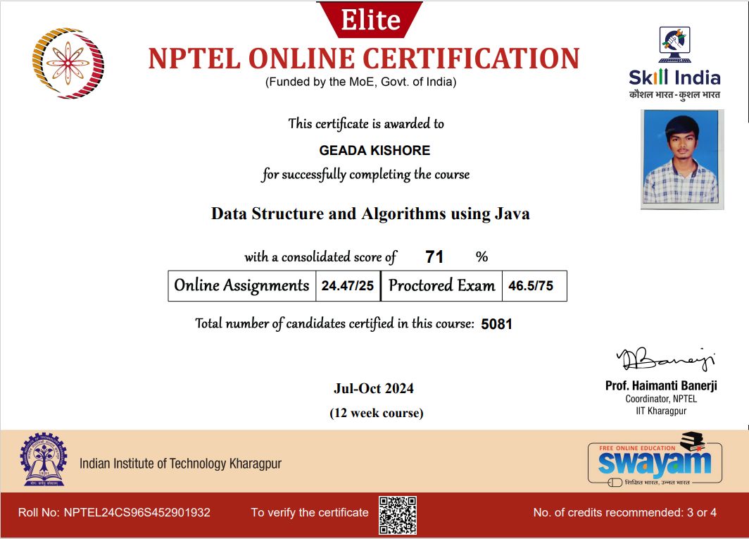 kishore geada on LinkedIn: #datastructures #algorithms #java #nptel # ... kishore geada on LinkedIn: #datastructures #algorithms #java #nptel # ...