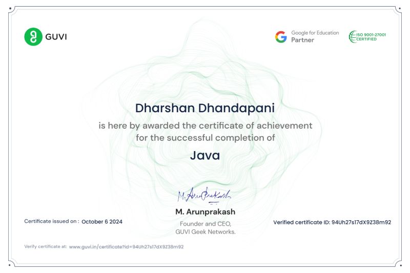 Dharshan D on LinkedIn: #java #programming #learning #guvi # ... Dharshan D on LinkedIn: #java #programming #learning #guvi # ...
