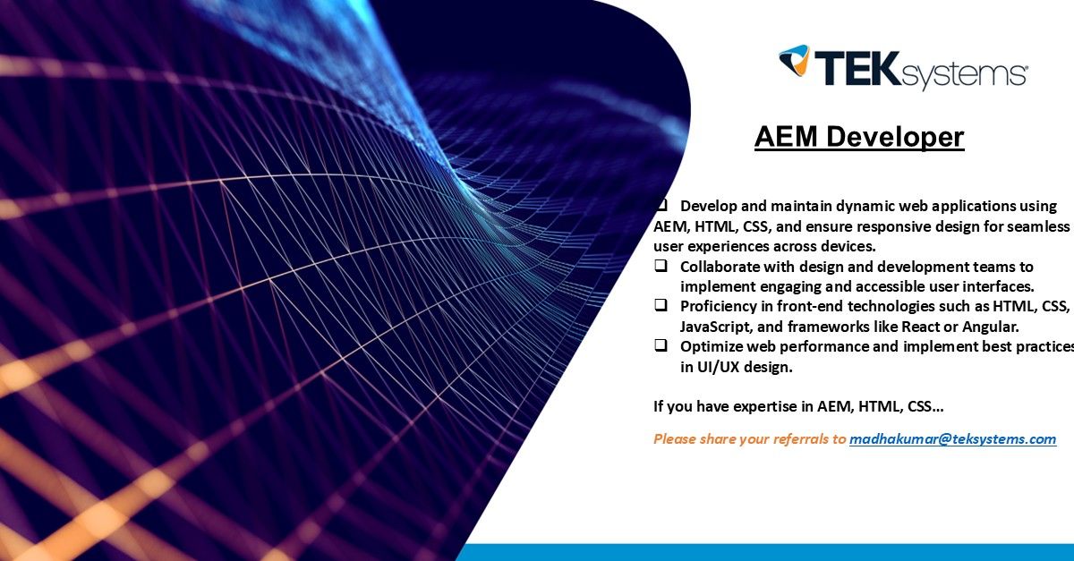 Madhan Kumar K on LinkedIn: π Weβre Hiring: AEM UI Developer! π π ... Madhan Kumar K on LinkedIn: π Weβre Hiring: AEM UI Developer! π π ...