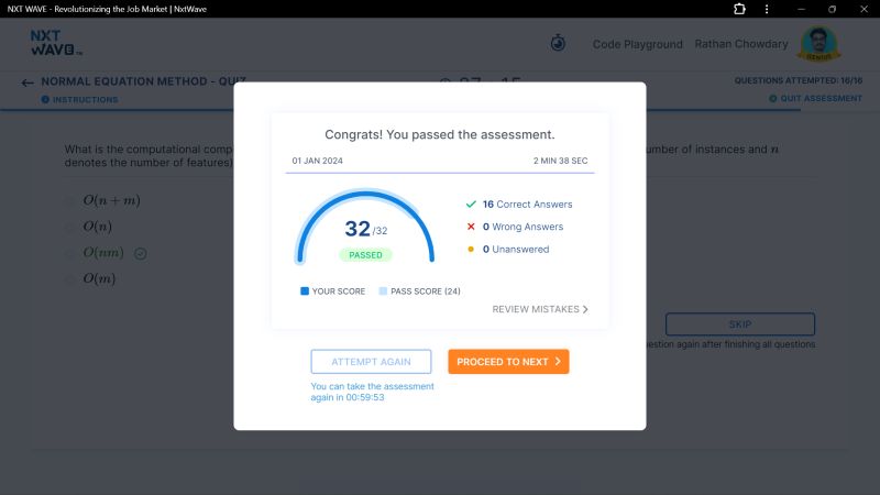 Completed linearregression quiz with NxtWave | Rathan Chowdary ... Completed linearregression quiz with NxtWave | Rathan Chowdary ...