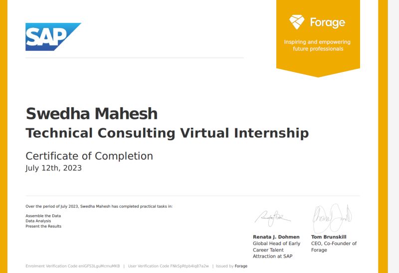 Swedha Mahesh on LinkedIn: #latepost #forage #sap Swedha Mahesh on LinkedIn: #latepost #forage #sap