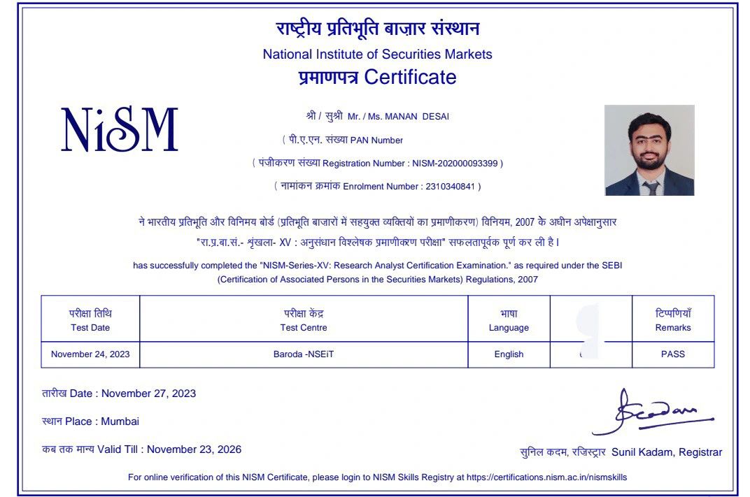 MANAN DESAI on LinkedIn: #nism #securitiesfinance MANAN DESAI on LinkedIn: #nism #securitiesfinance