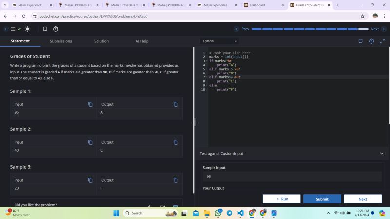 I am completing python practice in codechef after completing Masai ... I am completing python practice in codechef after completing Masai ...