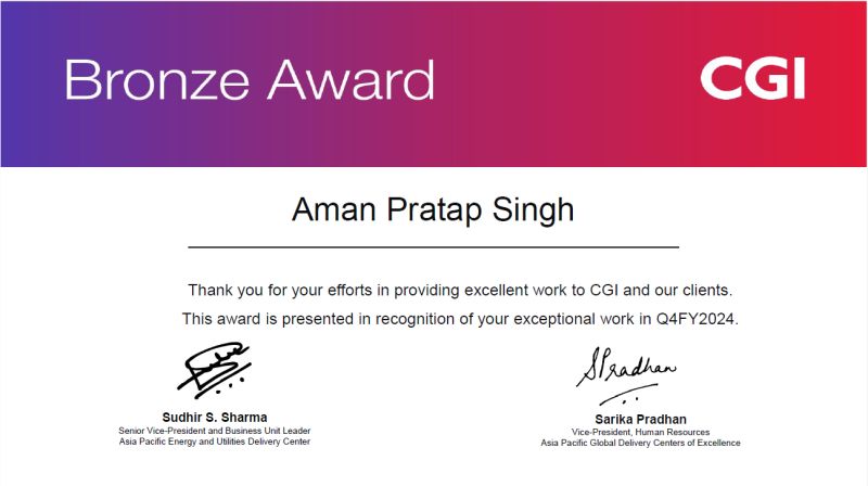 Aman Pratap Singh on LinkedIn: #cgi Aman Pratap Singh on LinkedIn: #cgi
