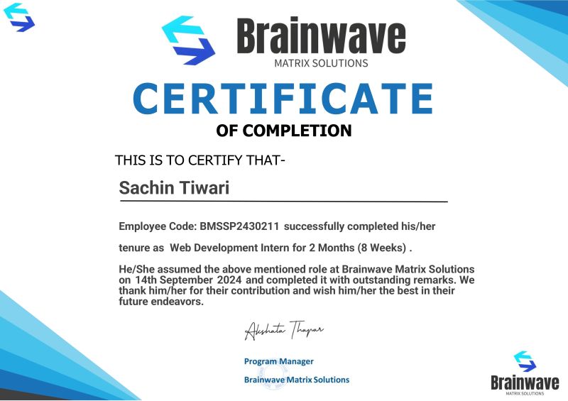 Sachin Tiwari on LinkedIn: #internship Sachin Tiwari on LinkedIn: #internship