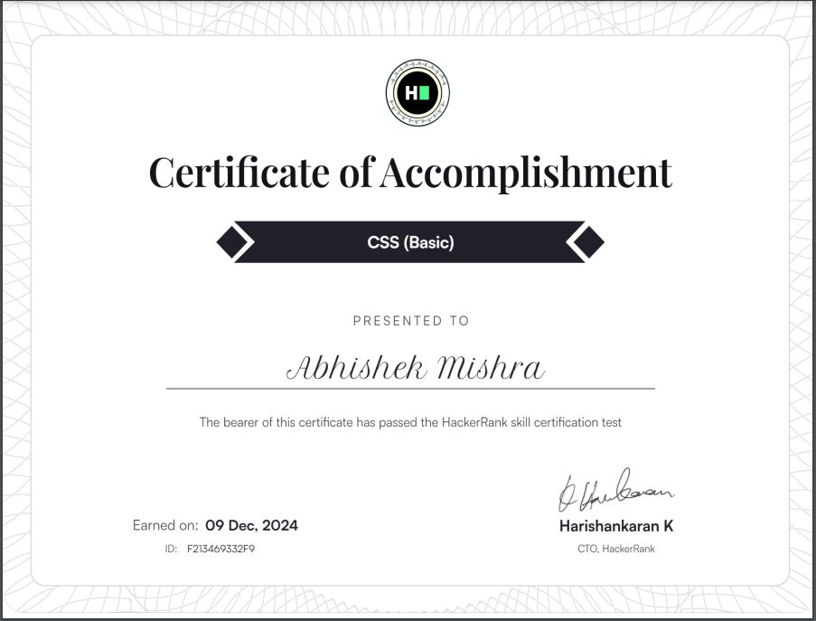 #css #hackerrank #webdevelopment #continuouslearning | Abhishek Mishra #css #hackerrank #webdevelopment #continuouslearning | Abhishek Mishra