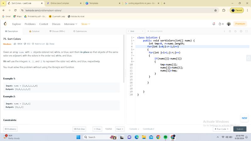 Day 19 of Java Coding Challenge: Sort Colors | RACHITA NANGALIA posted ... Day 19 of Java Coding Challenge: Sort Colors | RACHITA NANGALIA posted ...