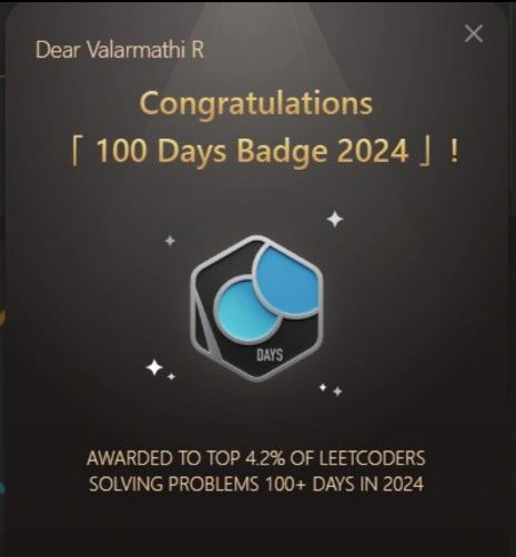 Valar mathi on LinkedIn: #100daysofcode #leetcode #codingjourney # ... Valar mathi on LinkedIn: #100daysofcode #leetcode #codingjourney # ...