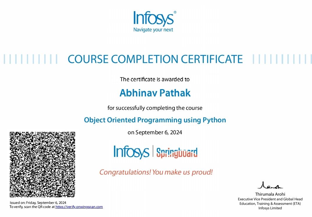 Abhinav Pathak on LinkedIn: #python #oop #coding #learning #infosys Abhinav Pathak on LinkedIn: #python #oop #coding #learning #infosys