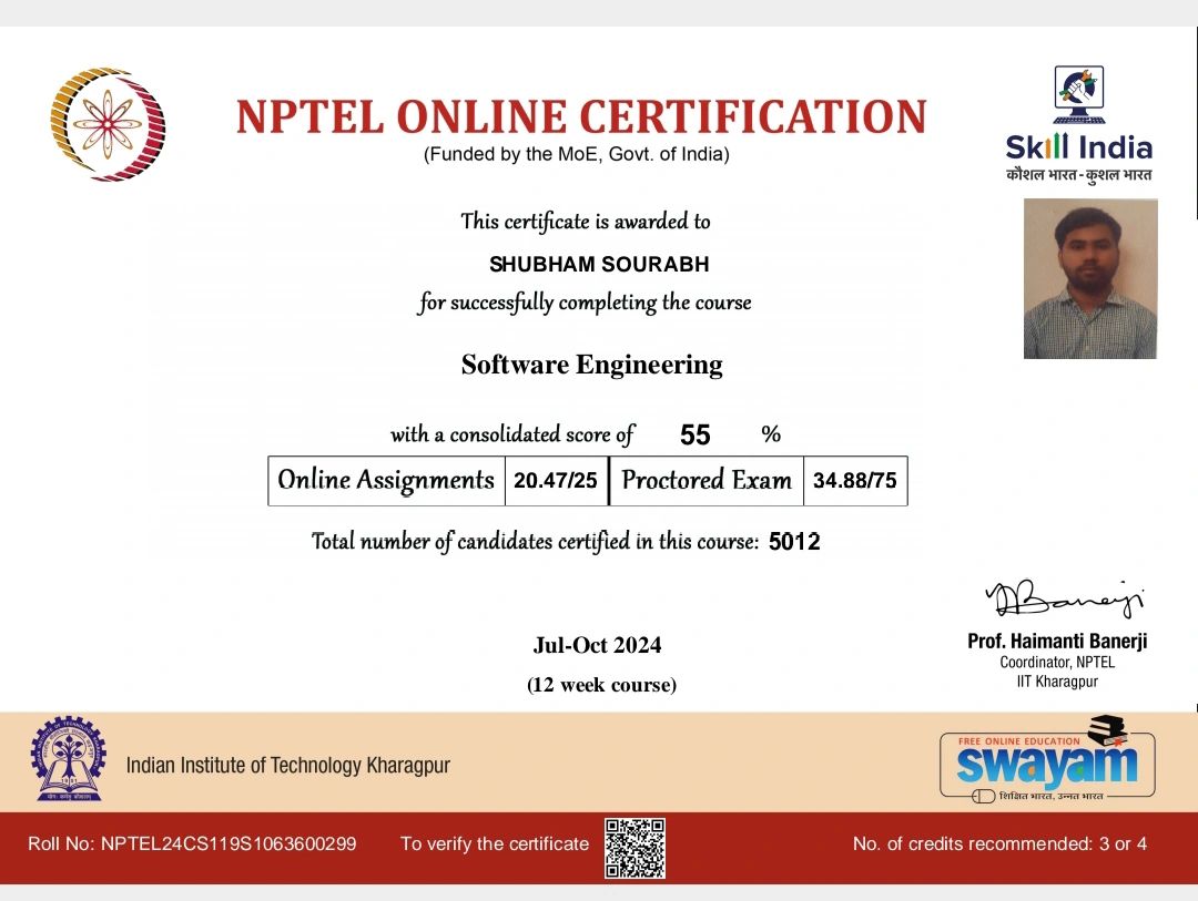 Shubham Sourabh(jha) on LinkedIn: #nptel #software Shubham Sourabh(jha) on LinkedIn: #nptel #software