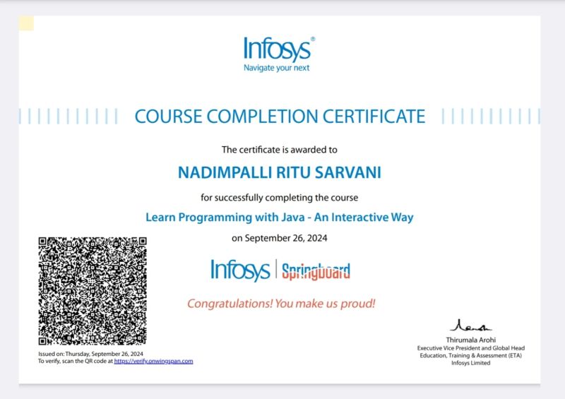 Ritu Sarvani Nadimpalli on LinkedIn: #javaprogramming # ... Ritu Sarvani Nadimpalli on LinkedIn: #javaprogramming # ...