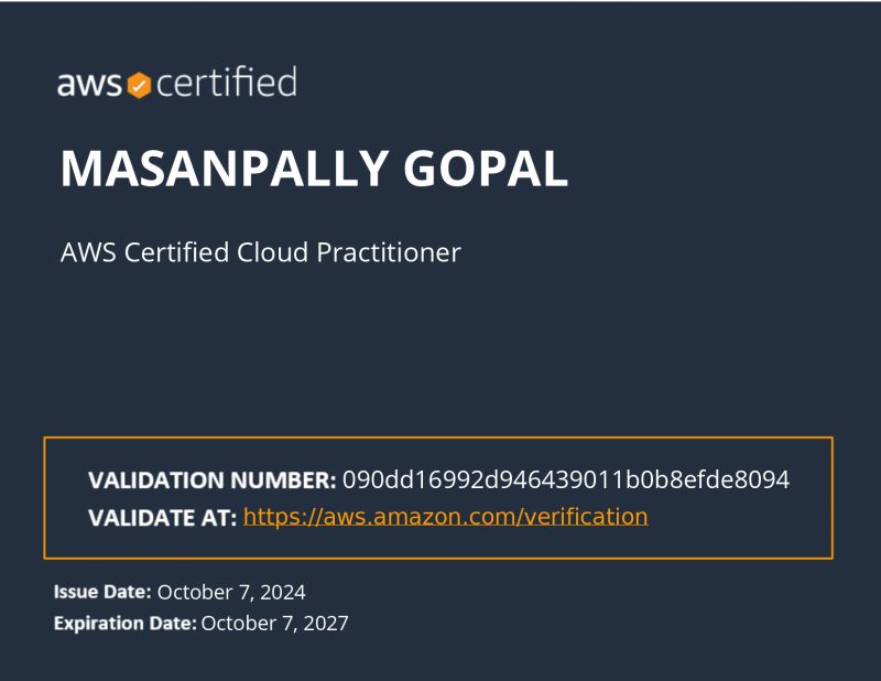 Masanpally Gopal on LinkedIn: #aws #awscloud #cloudpractitioner # ... Masanpally Gopal on LinkedIn: #aws #awscloud #cloudpractitioner # ...