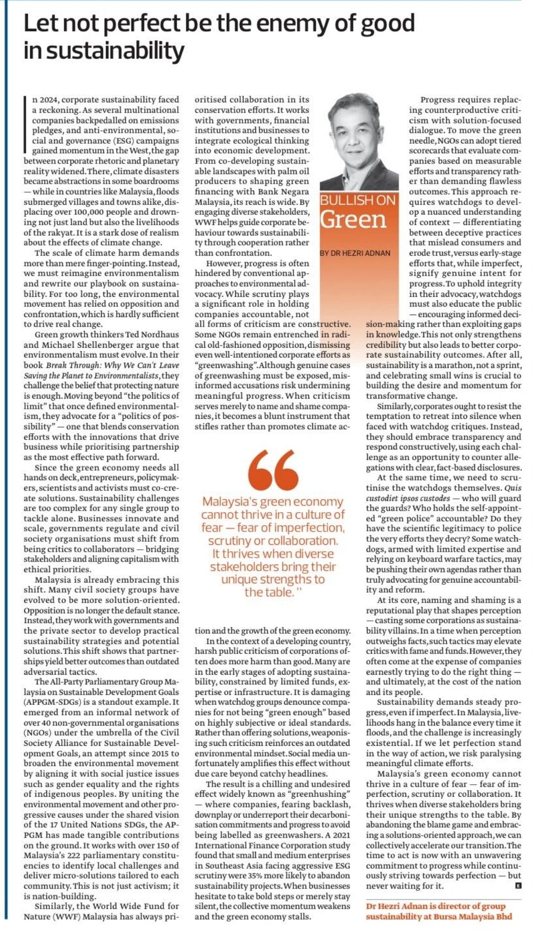 Dr Hezri Adnan on LinkedIn: Building a greener world requires patience ... Dr Hezri Adnan on LinkedIn: Building a greener world requires patience ...