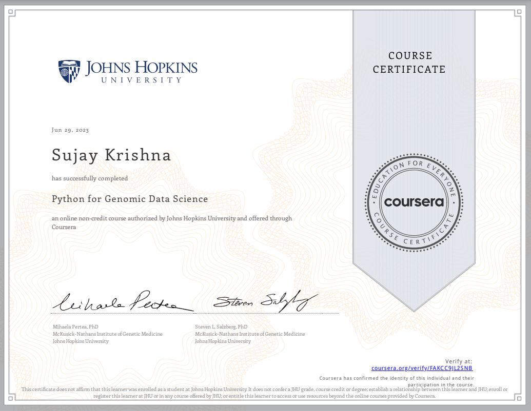 Sujay Krishna on LinkedIn: #datascience #genomics #python Sujay Krishna on LinkedIn: #datascience #genomics #python