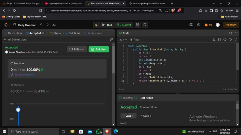 Karan Chauhan on LinkedIn: Find the Kth Bit in Nth Binary String was a ... Karan Chauhan on LinkedIn: Find the Kth Bit in Nth Binary String was a ...