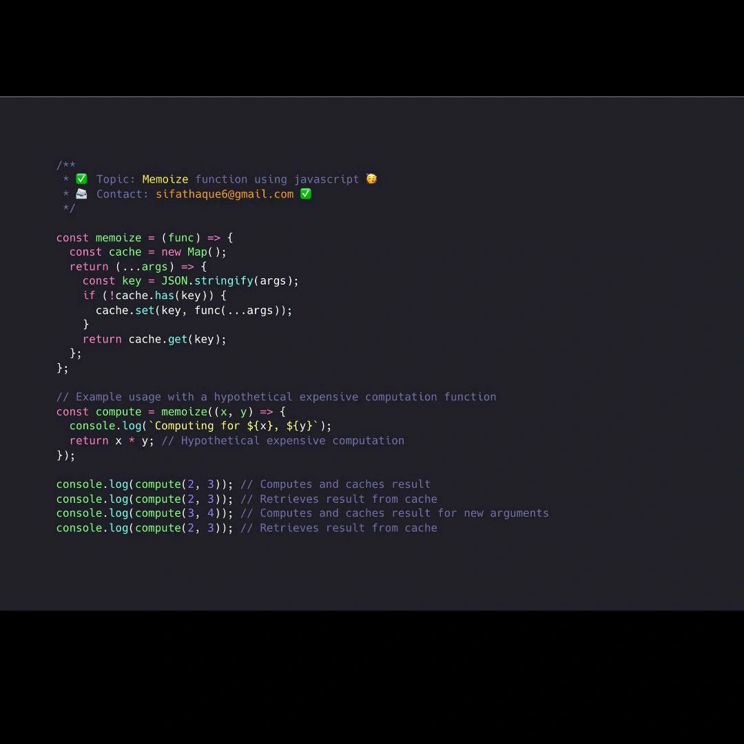 Memoize function using #javascript #performance #code #programming # ... Memoize function using #javascript #performance #code #programming # ...