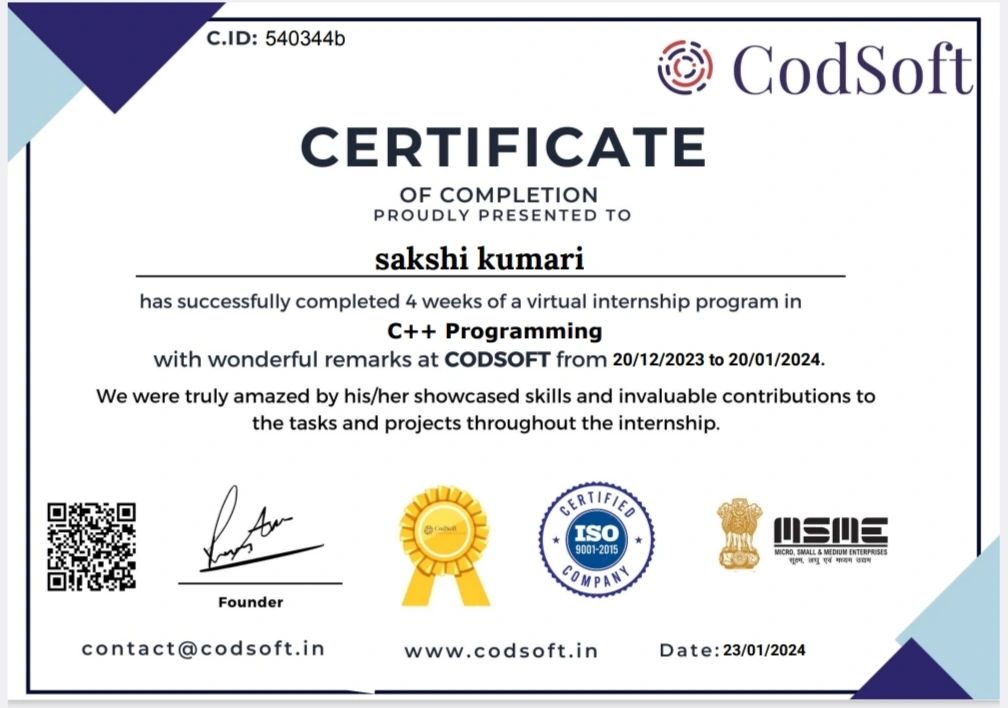 Sakshi Kumari on LinkedIn: #codsoft Sakshi Kumari on LinkedIn: #codsoft