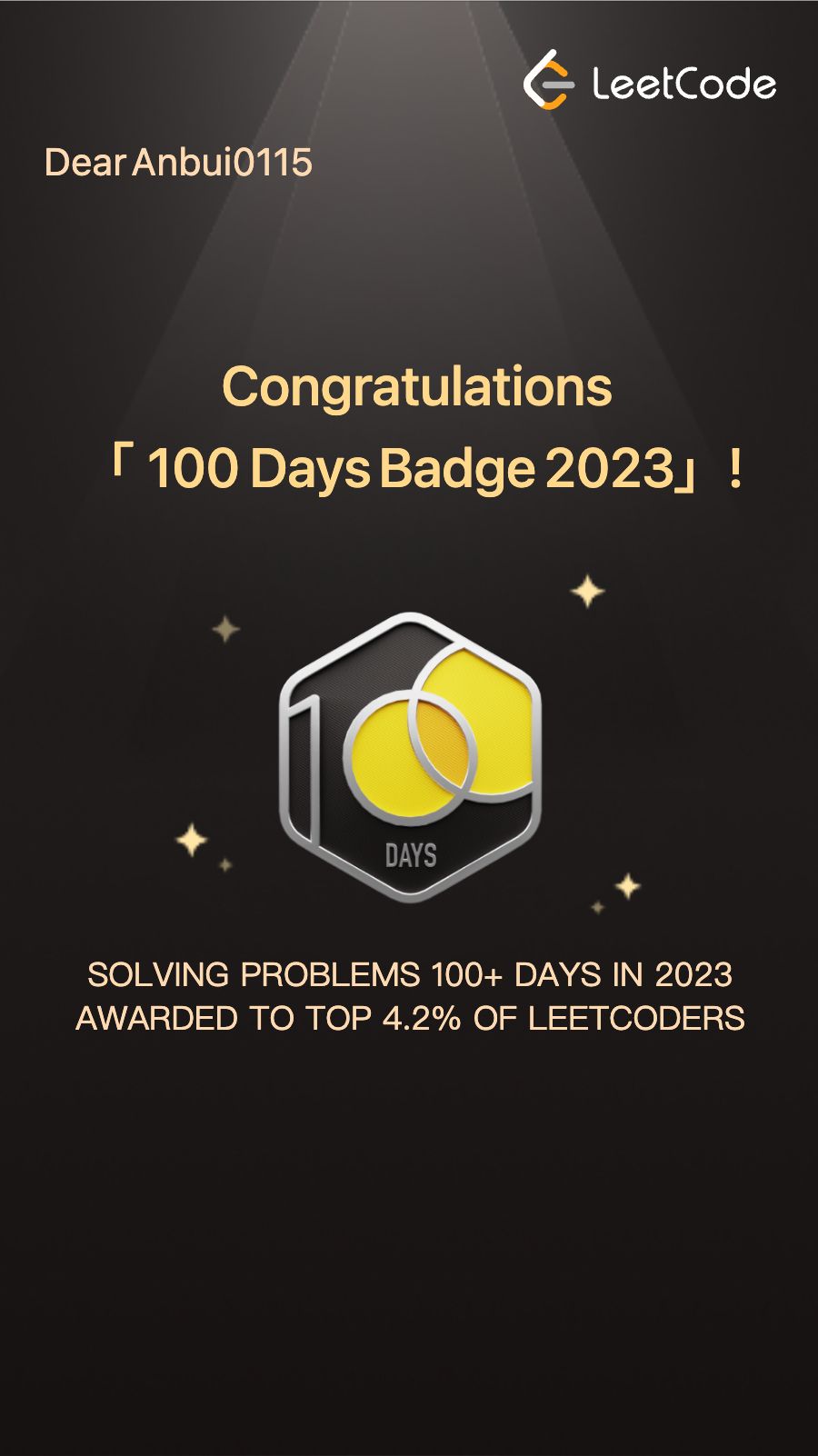 Completed 100 days of problem solving on LeetCode | An Bui posted on ... Completed 100 days of problem solving on LeetCode | An Bui posted on ...