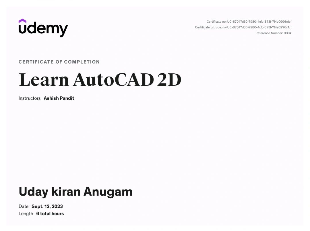 Uday kiran Anugam on LinkedIn: 🎓 Just completed my autocad 2D course ... Uday kiran Anugam on LinkedIn: 🎓 Just completed my autocad 2D course ...