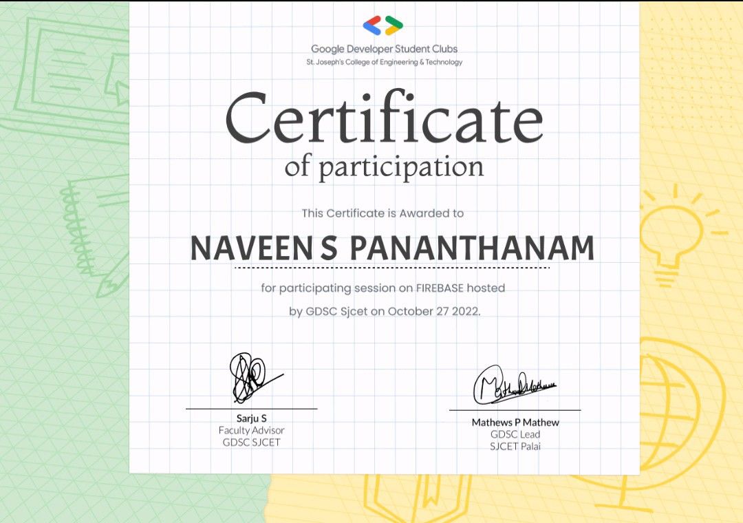 Naveen S Pananthanam on LinkedIn: #firebase #gdsc Naveen S Pananthanam on LinkedIn: #firebase #gdsc