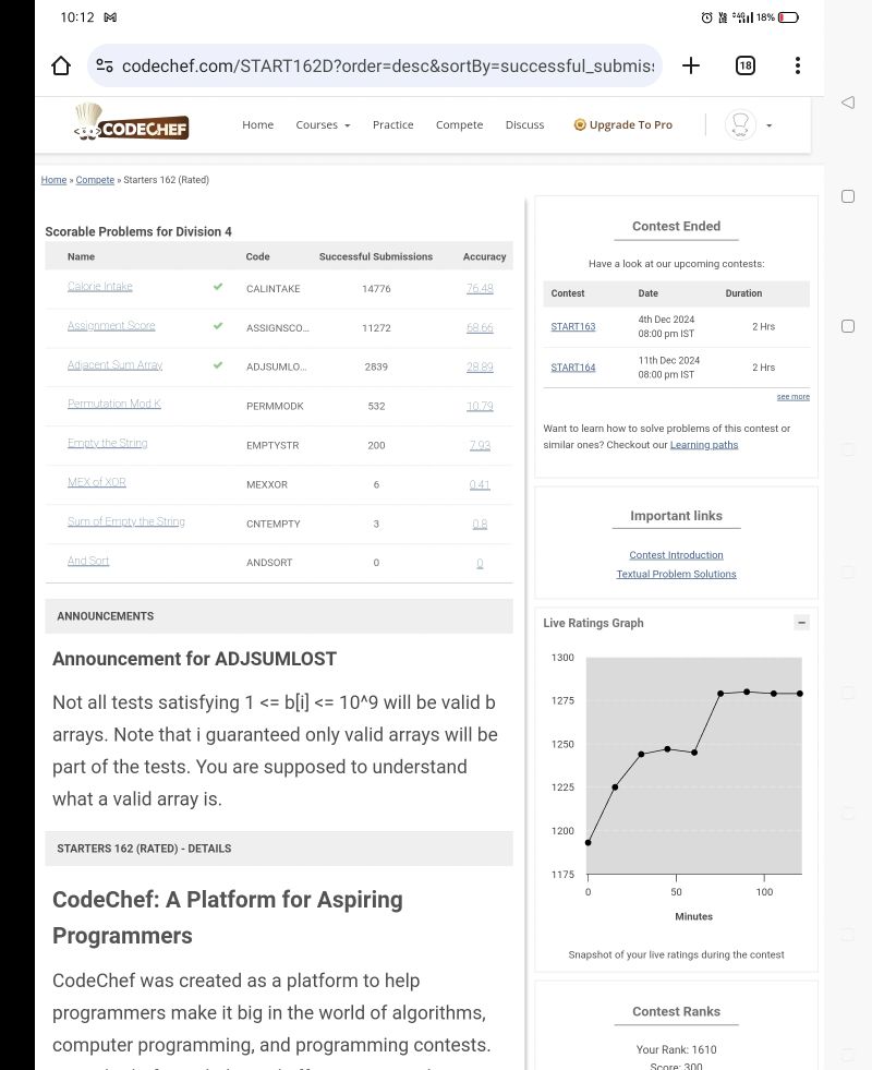 Ayush Porwal on LinkedIn: Codechef Starters 162 Today I participated in ... Ayush Porwal on LinkedIn: Codechef Starters 162 Today I participated in ...