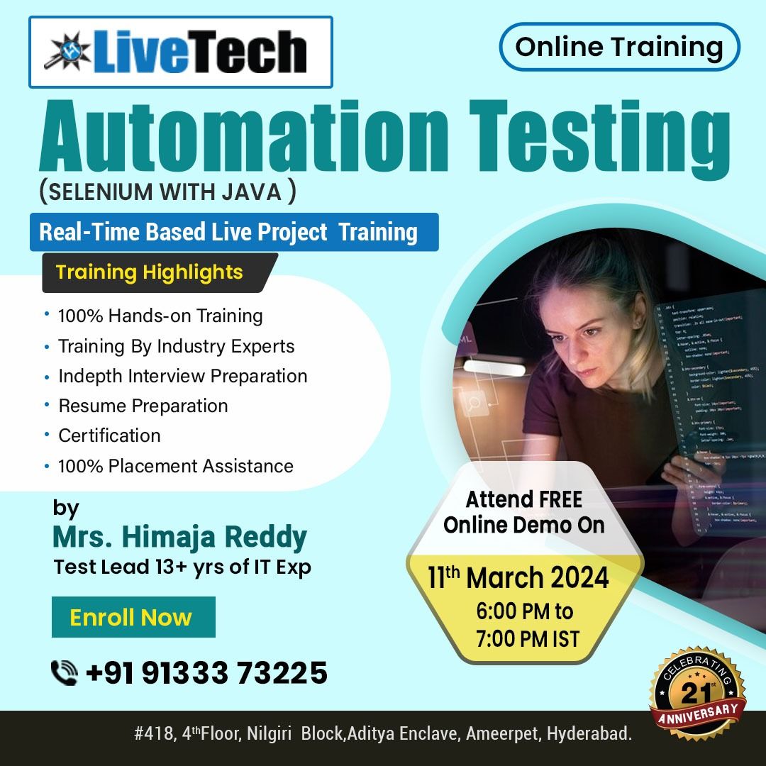 LiveTech QA on LinkedIn: Dear Student, 👉🏻 Attend a Free ONLINE Demo on ... LiveTech QA on LinkedIn: Dear Student, 👉🏻 Attend a Free ONLINE Demo on ...