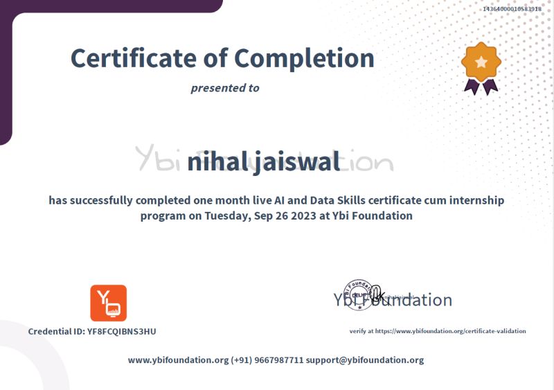 Nihal Jaiswal on LinkedIn: #ai #skillsdevelopment #ybifoundation #data Nihal Jaiswal on LinkedIn: #ai #skillsdevelopment #ybifoundation #data
