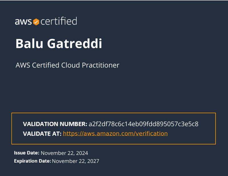 Balu Gatreddi on LinkedIn: #aws #cloudcomputing #certification #capgemini Balu Gatreddi on LinkedIn: #aws #cloudcomputing #certification #capgemini