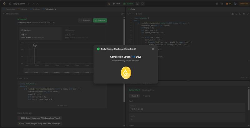 Rishabh Gupta on LinkedIn: Day 14 of LeetCode Question: - 930. Binary ... Rishabh Gupta on LinkedIn: Day 14 of LeetCode Question: - 930. Binary ...