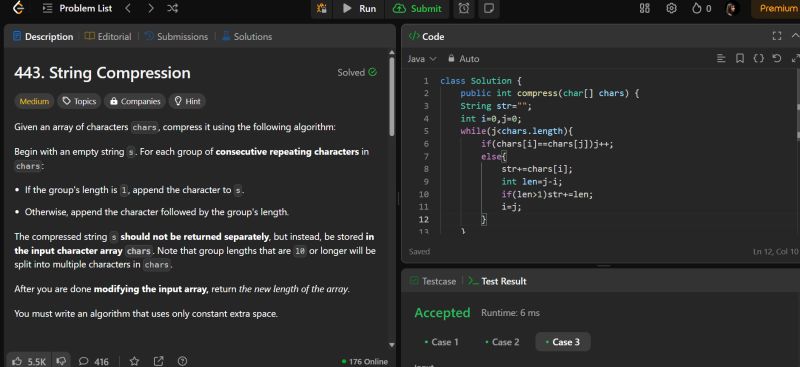 Day 20: Leetcode 443 String Compression Problem Statement:Compress a ... Day 20: Leetcode 443 String Compression Problem Statement:Compress a ...