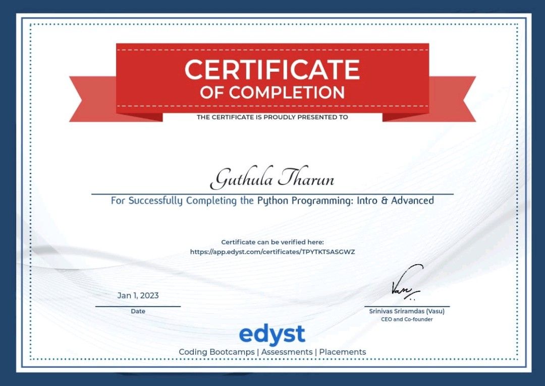 Tharun guthula on LinkedIn: #edyst #pythonprogramming Tharun guthula on LinkedIn: #edyst #pythonprogramming