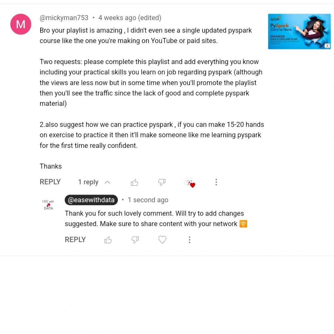 Learn Spark with ease with this course | Subham Khandelwal posted on ... Learn Spark with ease with this course | Subham Khandelwal posted on ...