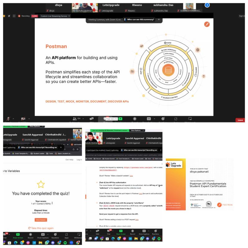 Completed Postman API Workshop with Ali Mustufa | Divya Pakanati posted ... Completed Postman API Workshop with Ali Mustufa | Divya Pakanati posted ...