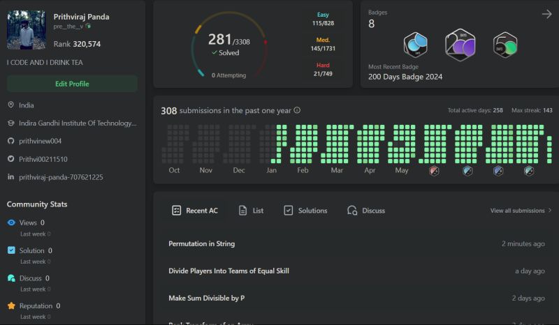 Prithviraj Panda on LinkedIn: #leetcode #codingjourney #100daysofcode # ... Prithviraj Panda on LinkedIn: #leetcode #codingjourney #100daysofcode # ...