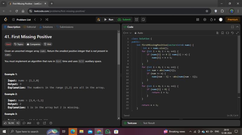 #leetcode #100daysofcode #codingchallenge #arrays #missingpositive #c ... #leetcode #100daysofcode #codingchallenge #arrays #missingpositive #c ...