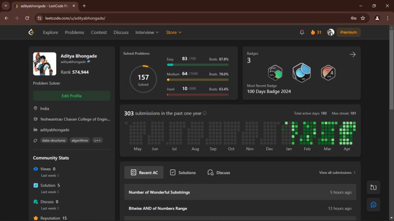 Aditya Bhongade on LinkedIn: #leetcode #codingstreak #101daysofcode Aditya Bhongade on LinkedIn: #leetcode #codingstreak #101daysofcode