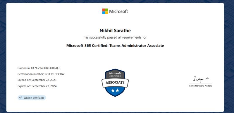 Nikhil Sarathe on LinkedIn: Just earned my Microsoft 365 certified ... Nikhil Sarathe on LinkedIn: Just earned my Microsoft 365 certified ...