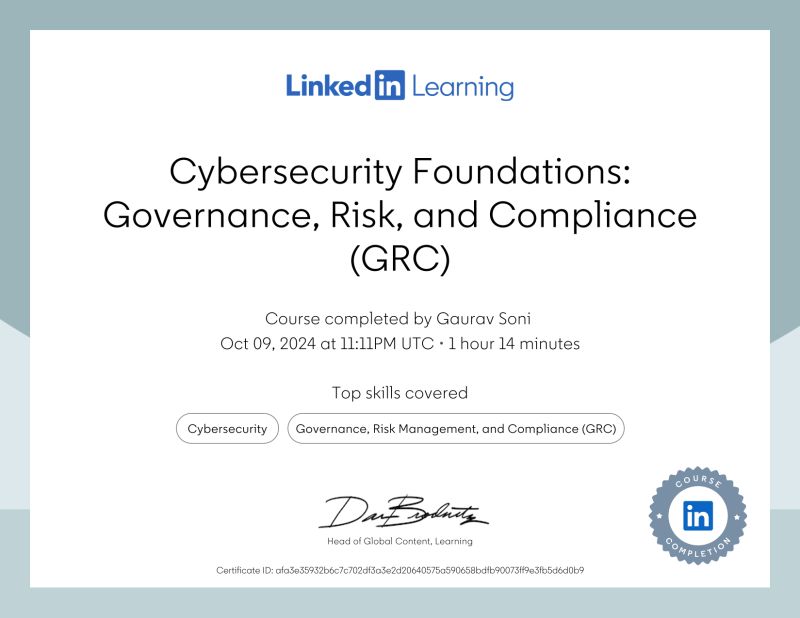 Gaurav Soni on LinkedIn: Certificate of Completion Gaurav Soni on LinkedIn: Certificate of Completion