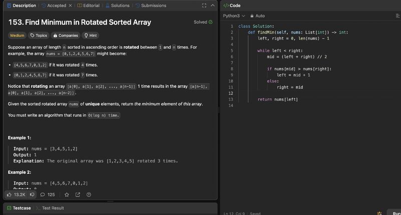 Day 54 of #100DaysOfDSA challenge: Find Minimum in Rotated Sorted Array ... Day 54 of #100DaysOfDSA challenge: Find Minimum in Rotated Sorted Array ...