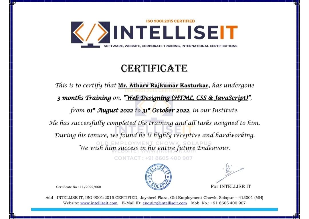 Atharv Kasturkar on LinkedIn: Sourabha Malve INTELLISE IT Atharv Kasturkar on LinkedIn: Sourabha Malve INTELLISE IT