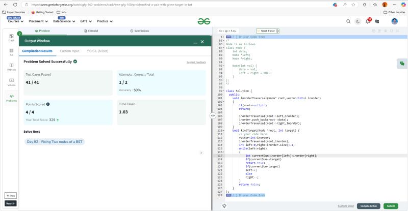 #gfg160daysofcode #geeksforgeeks #codingchallenge #bst #pairsum #dsa ... #gfg160daysofcode #geeksforgeeks #codingchallenge #bst #pairsum #dsa ...