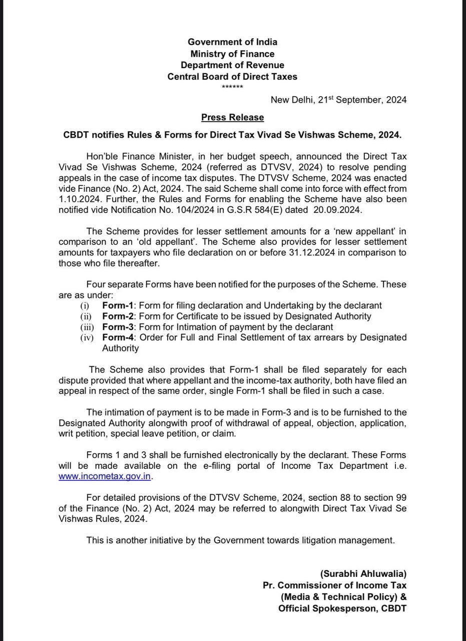 CBDT releases DTVSV Scheme 2024 | HARPREET SINGH posted on the topic ... CBDT releases DTVSV Scheme 2024 | HARPREET SINGH posted on the topic ...